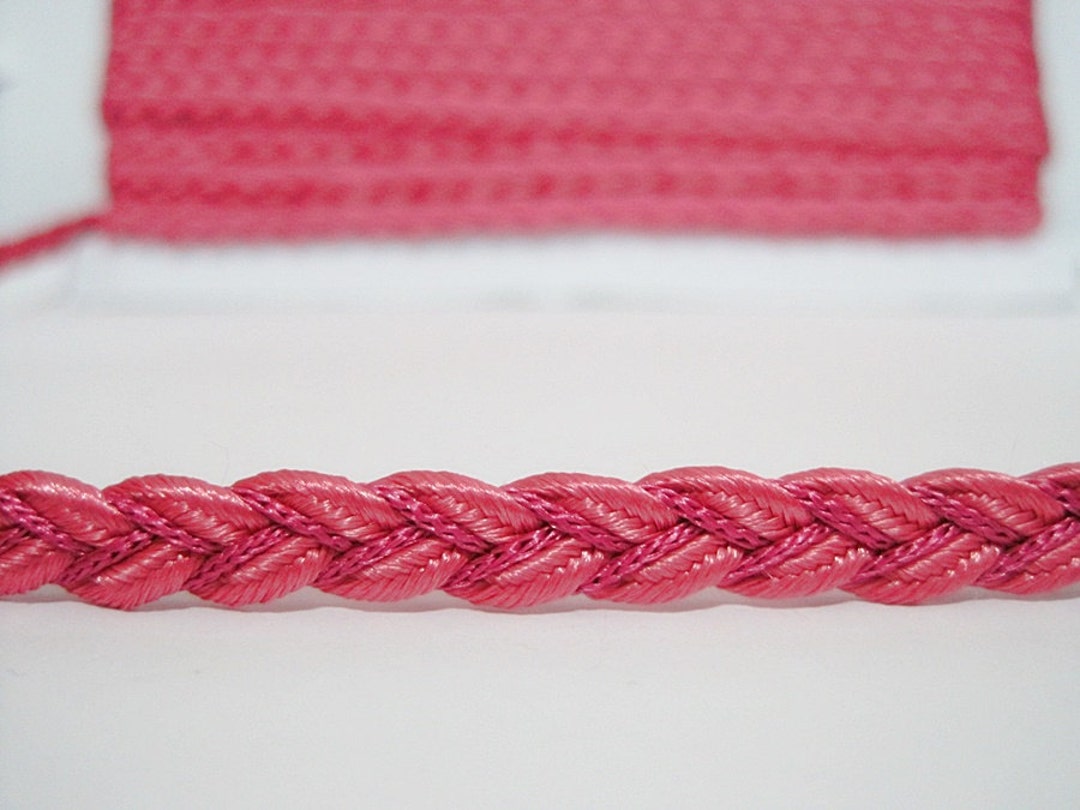 5 Yards 6 Mm Shocking Pink Shiny Flat Braided Cord, Braided Cord, Flat ...
