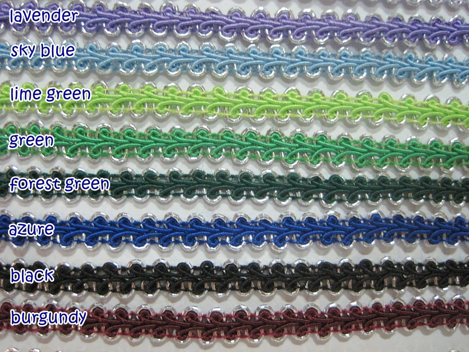 5 Yards 1/4" Black Gimp Braid Silver Edge, Gimp Braid, Braided Cord ...