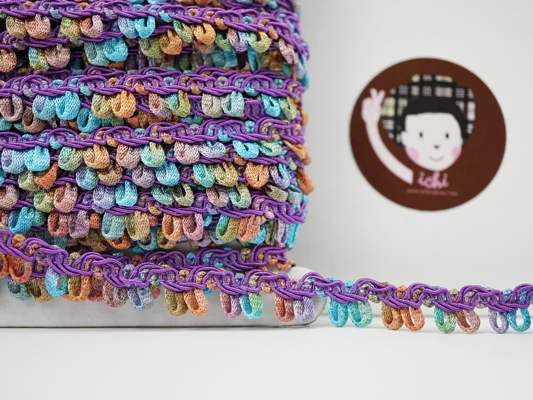 5 Yards Multicolored Picot Trim, Picot Trim, Picot Braid, Multicolored ...