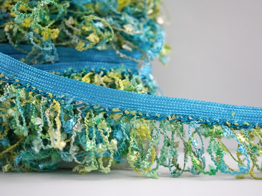 5 Yards Turquoise Multicolored Loop Trim, Multicolored Tassel Trim ...