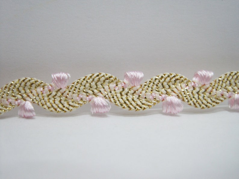 5 Yards Pink Gold Metallic Rick Rack White Trim Gold Ribbon | Etsy
