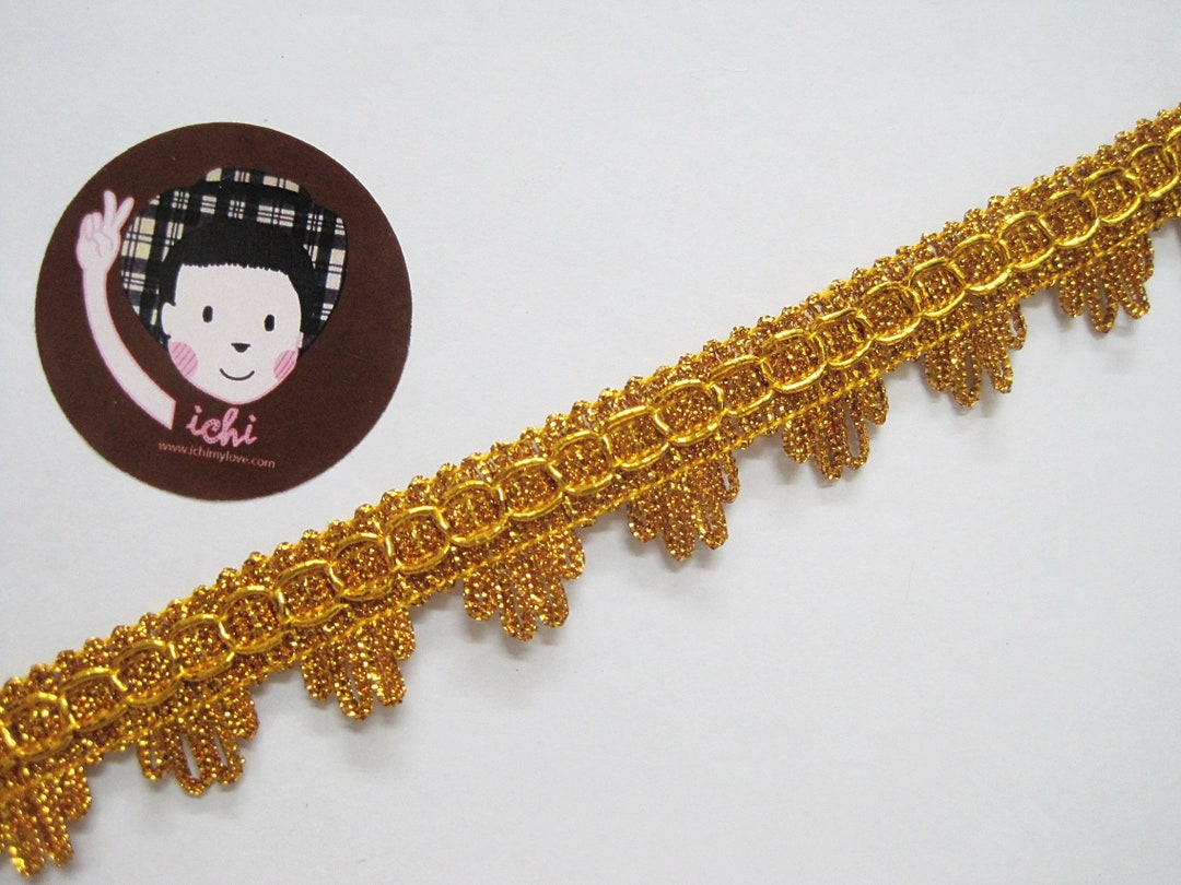 5 Yards 7/8" Dark Gold Metallic Lace, Gold Lace, Gold Braid, Gold ...