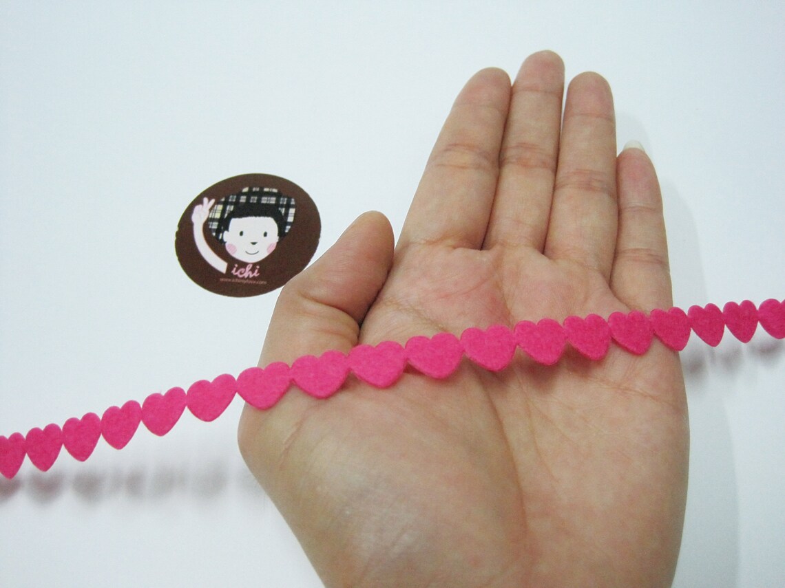 5 yards Felt Heart Trim Pink Heart Trim Felt trim Sewing | Etsy