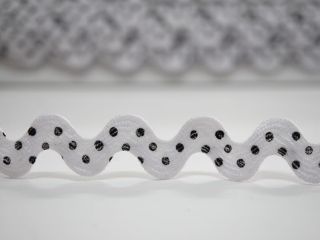 5 Yards 1/2" White Polka Dot Rick Rack Trim, Ric Rac Trim, Rick Rack ...