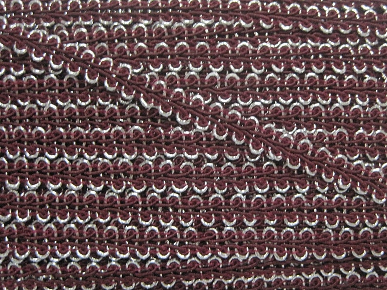 5 Yards 1/4 Burgundy Gimp Braided Silver Edge Gimp - Etsy