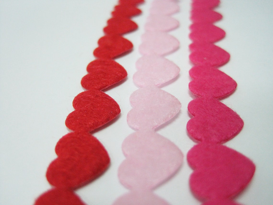 5 yards Felt Heart Trim Pink Heart Trim Felt trim Sewing | Etsy