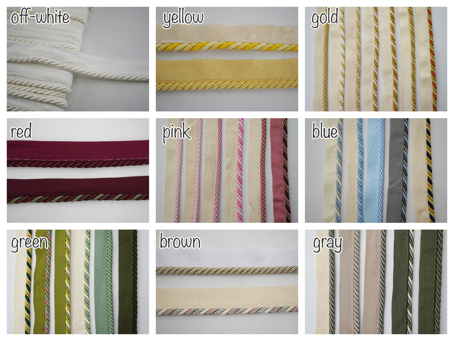 5 Yards Gold Lip Cord Piping, Gold Lip Cord, Edge Piping, Decorative ...