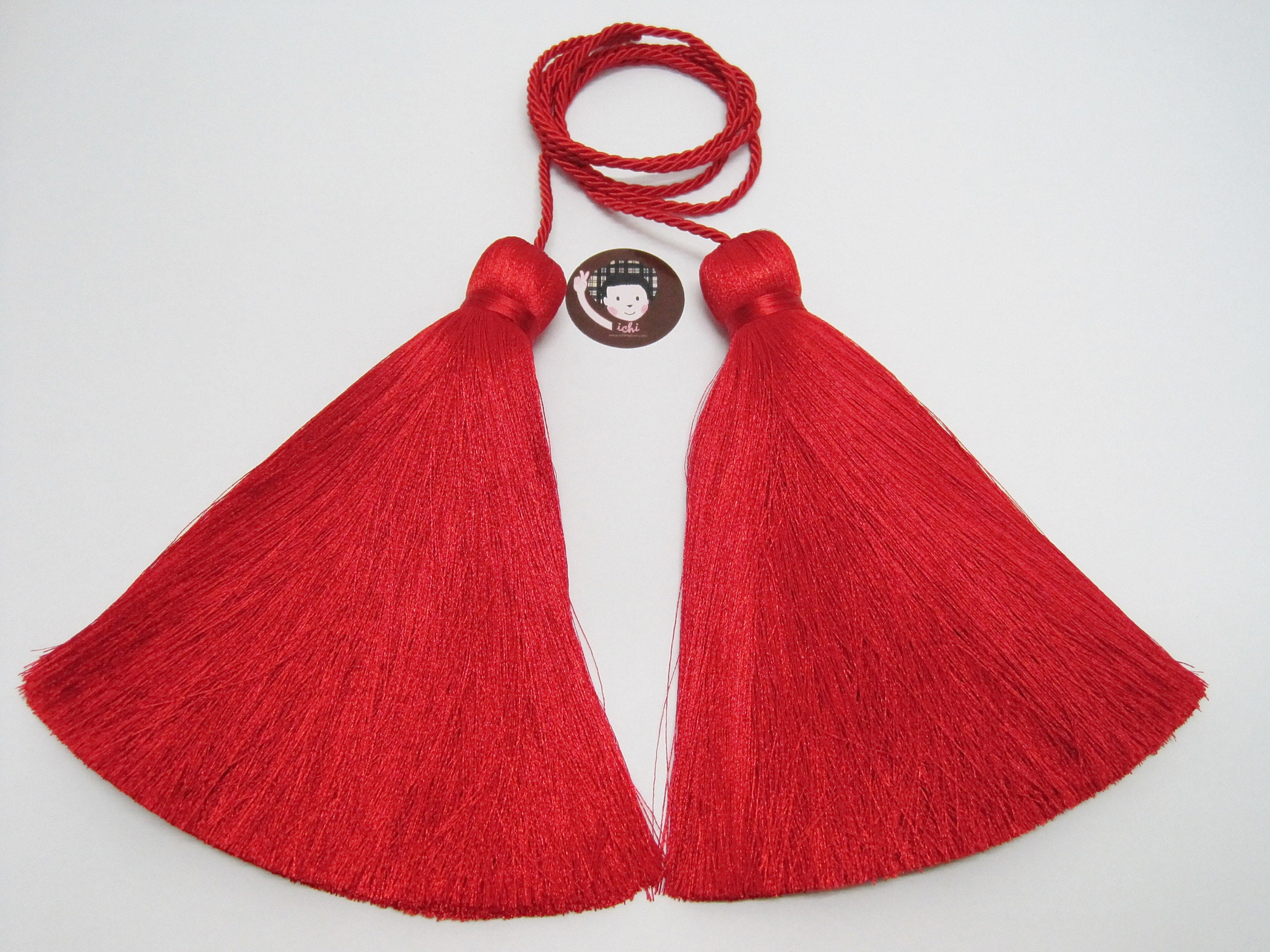 1 pair Red Double Tassel on Cord Red Tassel Tassel on cord | Etsy