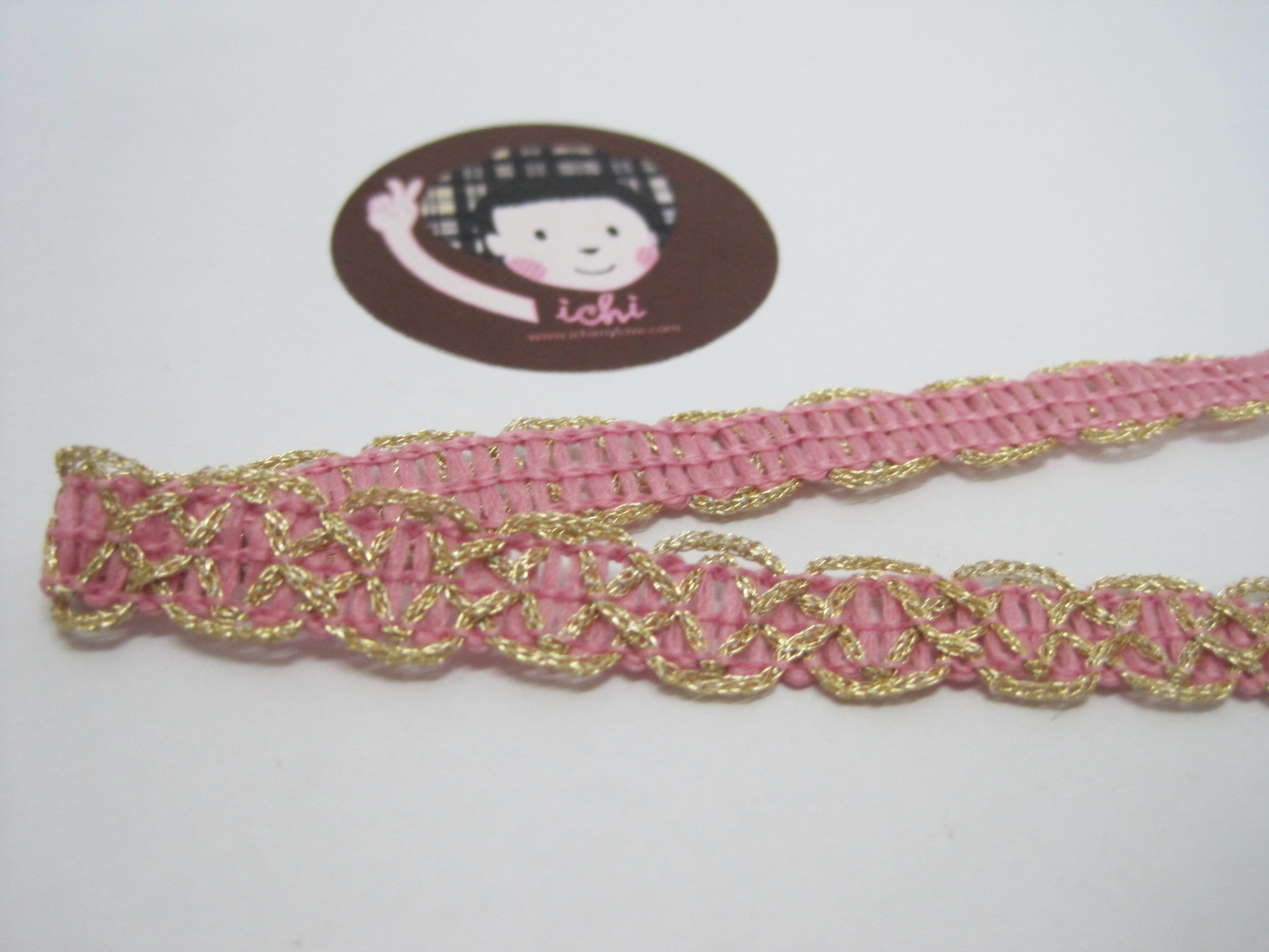 Braid Trim With Gold Metallic, Braided Trim, Picot Braid, Pink Braided ...