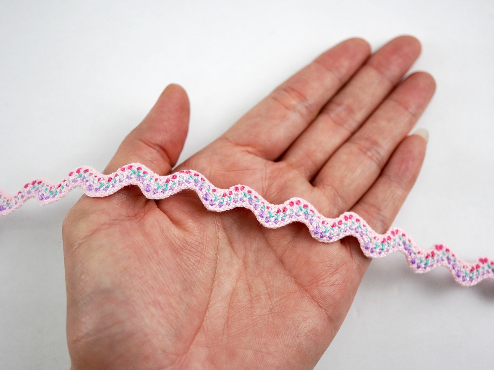 5 Yards Pink Embroidered Rick Rack, Embroidered Vine Rick Rack, Plaited ...
