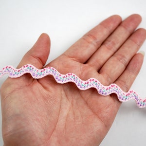 5 Yards Pink Embroidered Rick Rack, Embroidered Vine Rick Rack, Plaited ...