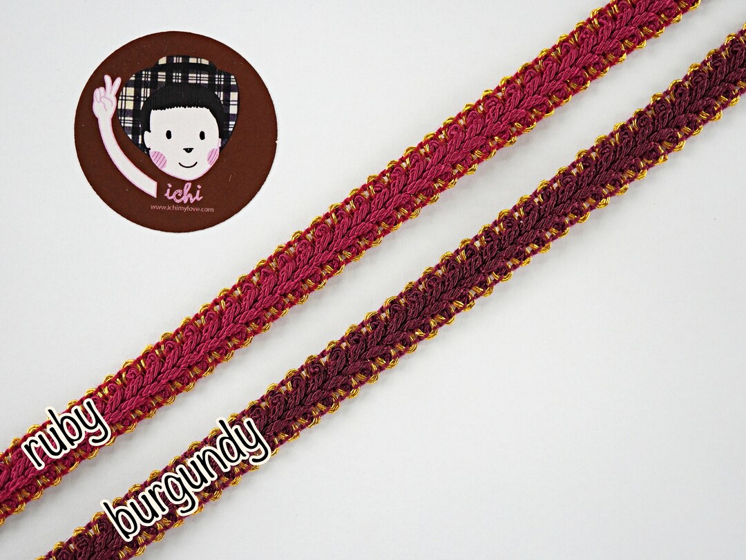 5 Yards Red Gimp Braid With Gold Metallic Edge, Gimp Braid, Braided ...