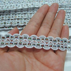5 Yards 5/8 White-silver Metallic Braid, Silver Lace, Silver Braided ...