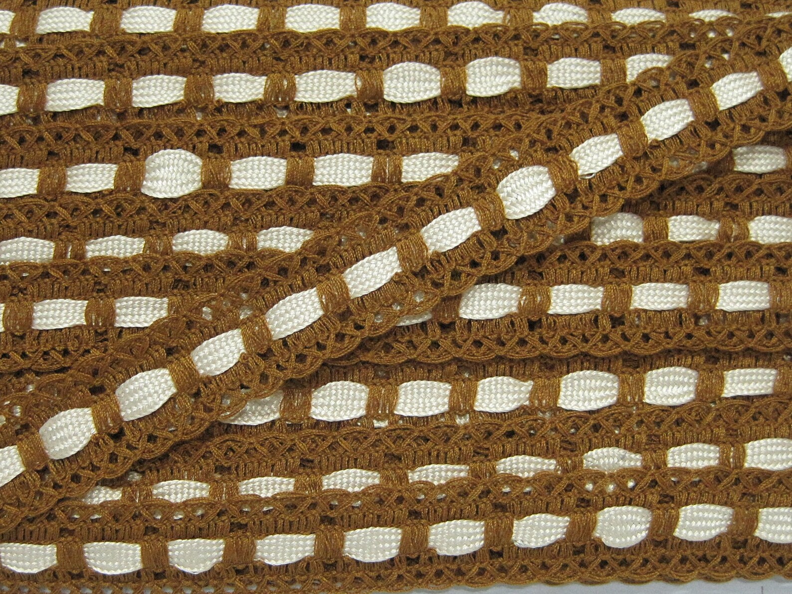 5 yards Golden Brown Lace Trim with Vanilla Ribbon Insert | Etsy