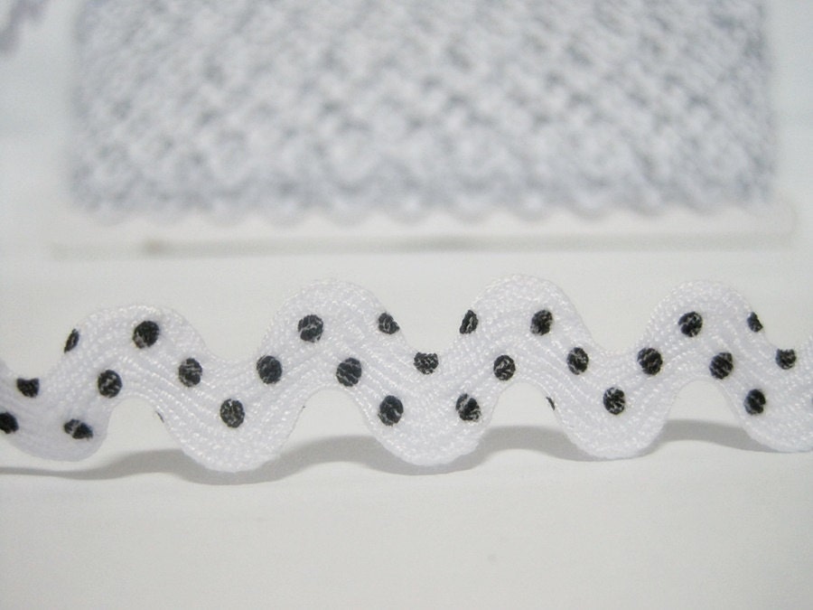 5 Yards White Polka Dot Rick Rack Trim Ric Rac Trim Rick - Etsy