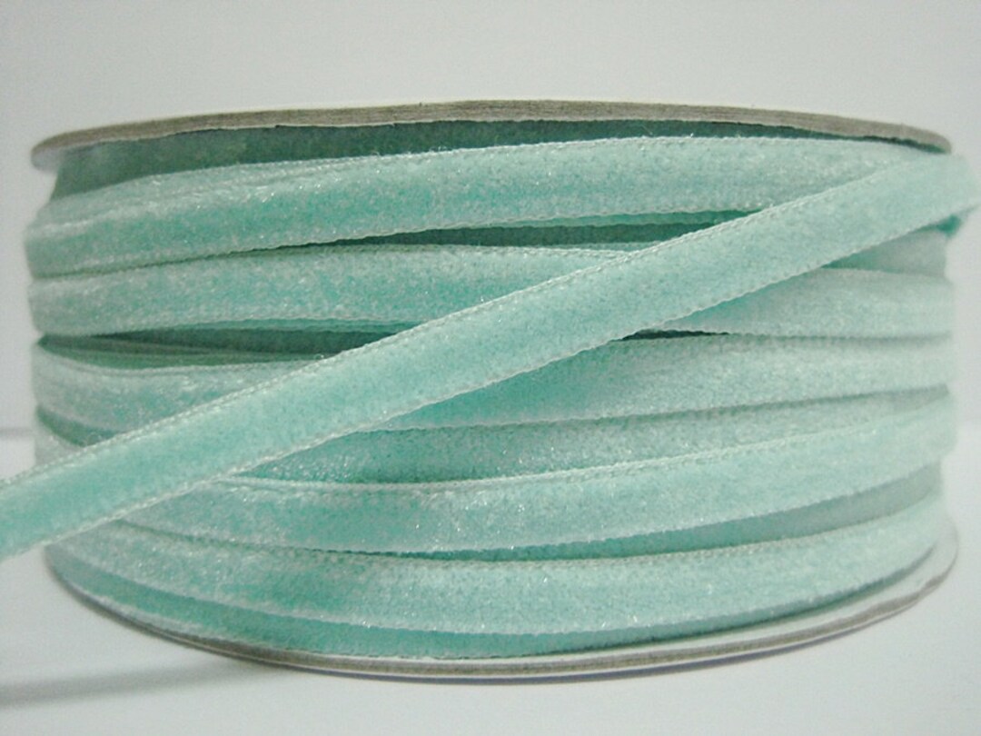 5 Yards 1/4" Mint Velvet Ribbon, Velvet Ribbon, Ribbon Lot, Wholesale ...