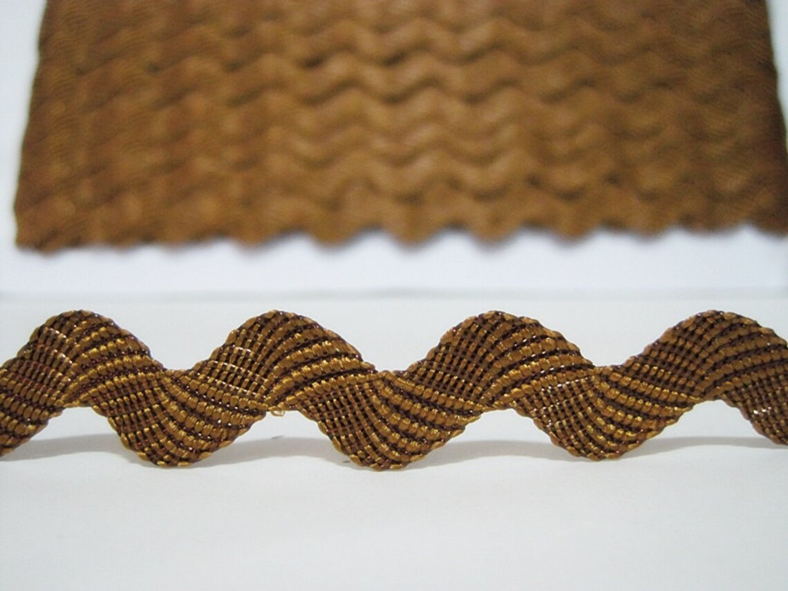 5 Yards Golden Brown Metallic Rick Rack Trim Brown Trim Ric - Etsy