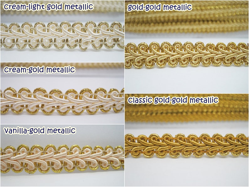 5 Yards 1/2 Cream Gimp Braided Gold Metallic Edge Trim | Etsy