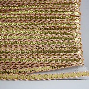 5 Yards Salmon Gold Metallic Braid, Flat Braided, Metallic Braid ...