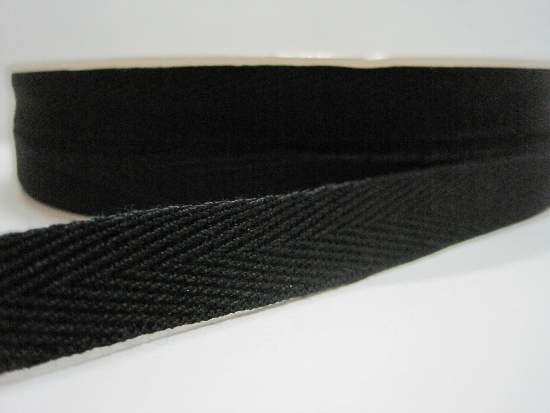 5 Yards 3/8" Black Herringbone Tape, Black Twill Tape, Black Cotton ...