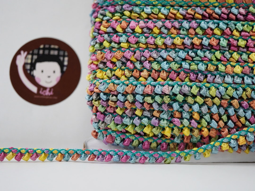 5 Yards Multicolored Picot Trim, Picot Trim, Picot Braid, Multicolored ...
