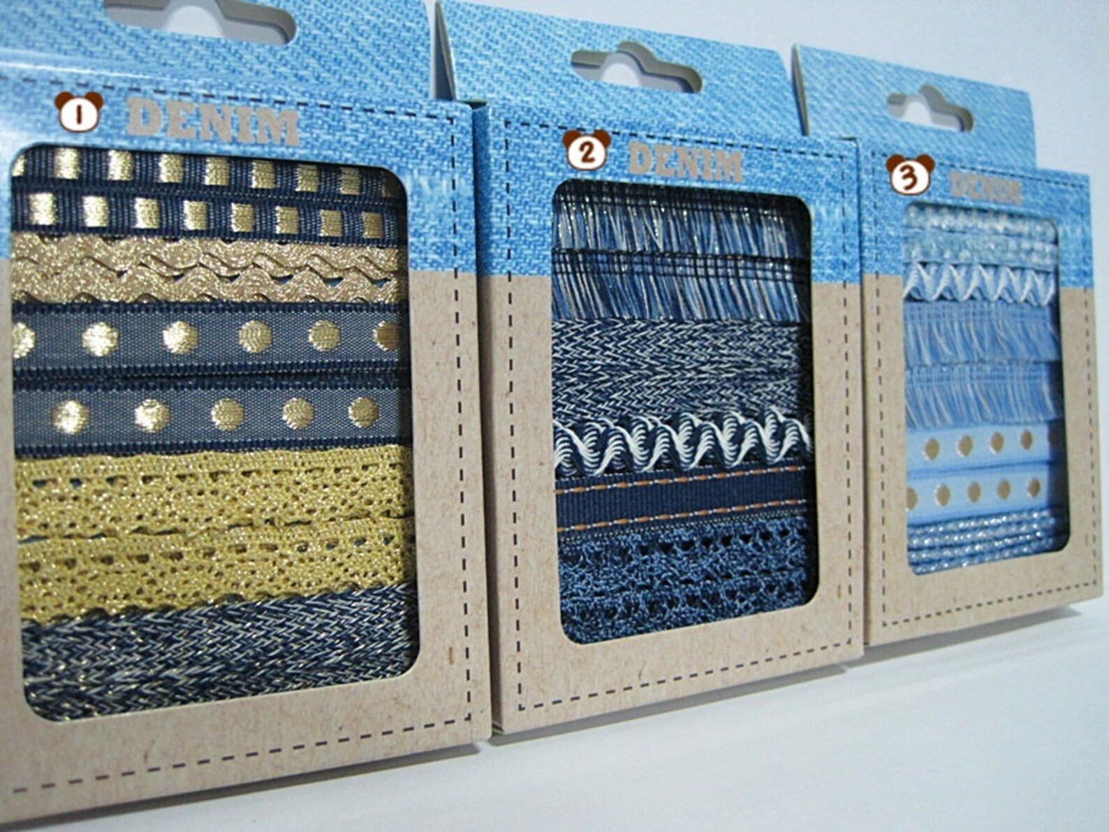 Denim Trim Set 3 Trim Set Blue Trim Denim Ribbon Assorted - Etsy