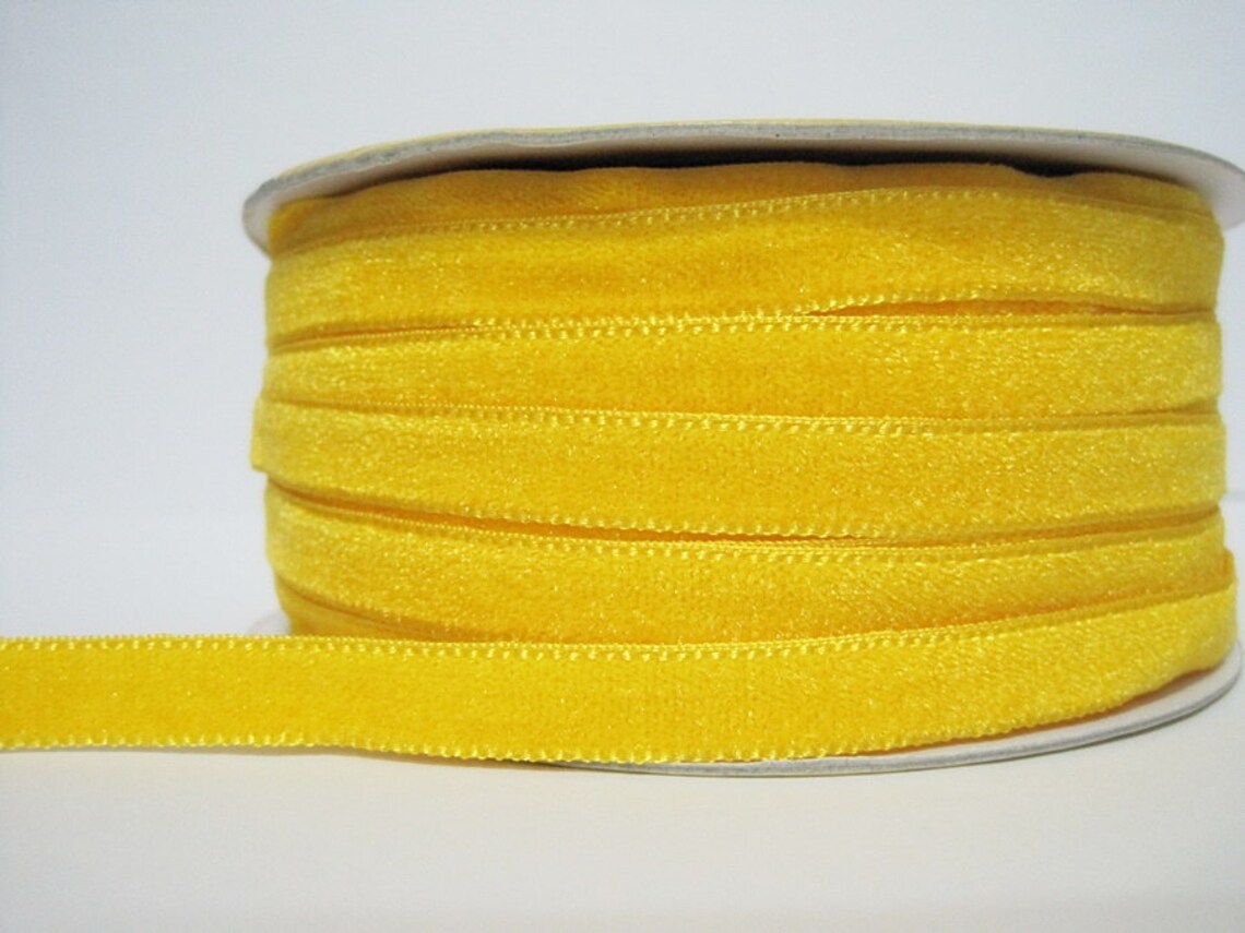 5 yards 3/8 Bright Yellow Velvet Ribbon Yellow Velvet | Etsy