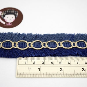 5 Yards Navy Blue Double Sided Fringe, Tassel Fringe, 2 Sides Fringe, 2 ...