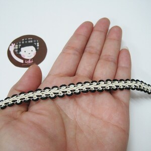 5 Yards 3/8" Cream-black Gimp Braided Trim, Gimp Braid, Braided Cord ...