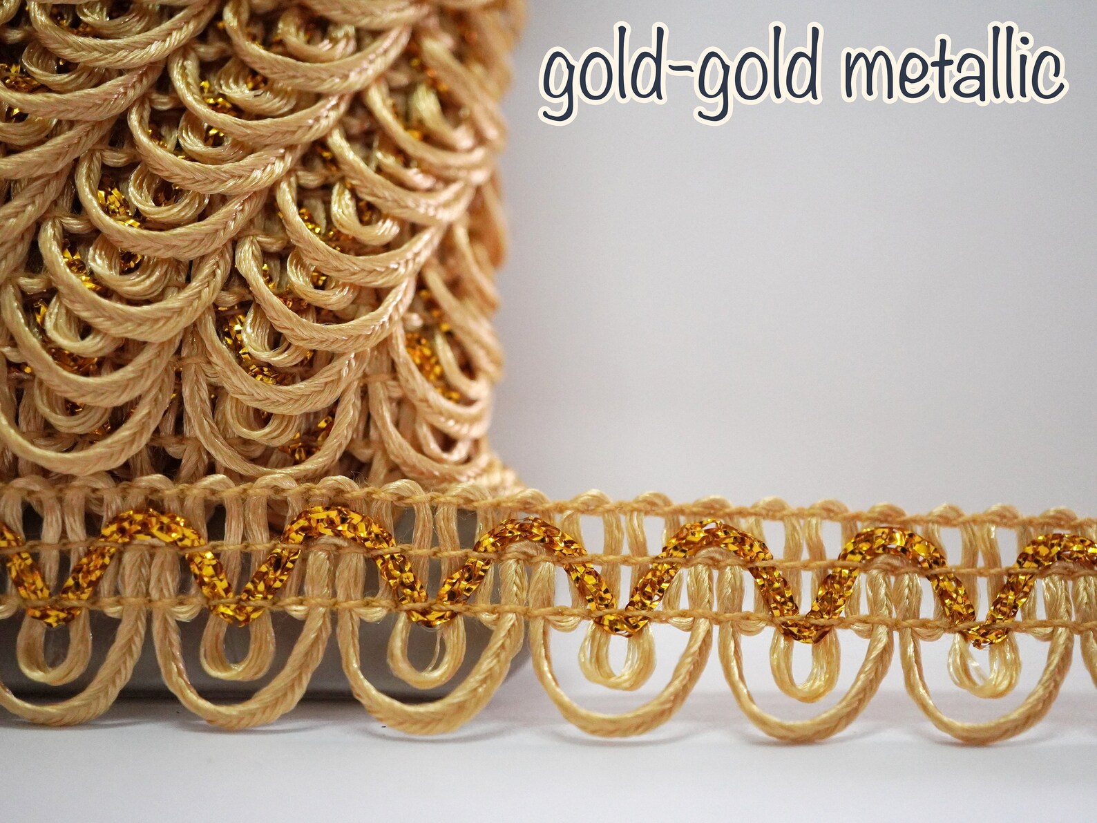 5 Yards 5/8" Gold Loop Trim With Silver/gold Metallic - Etsy