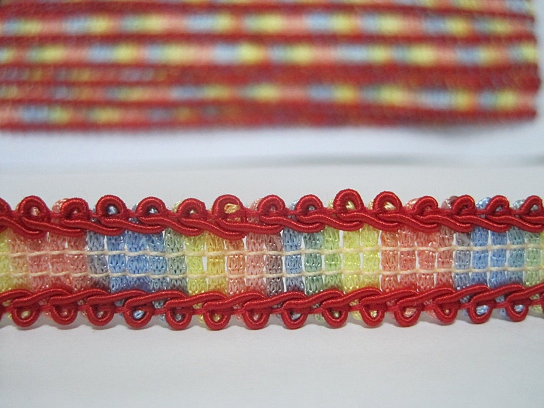 5 Yards Red Gimp Braid Multicolored Trim, Gimp Braid, Braided Gimp Trim ...