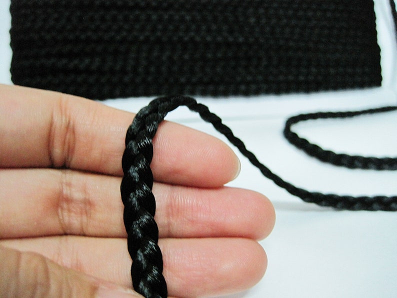 5 Yards 1/4 Black Braided Cord Flat Cord Flat Braided - Etsy