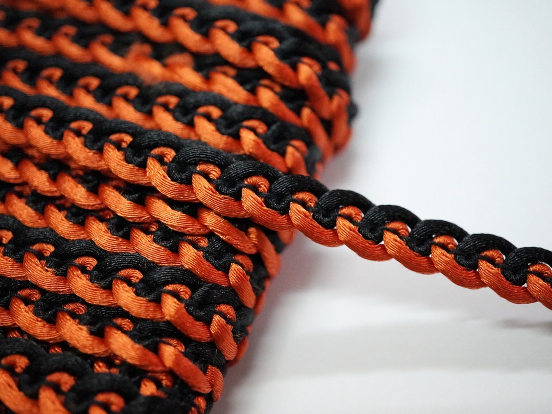 5 Yards 3/8" Tangerine-black Shiny Braid - Etsy