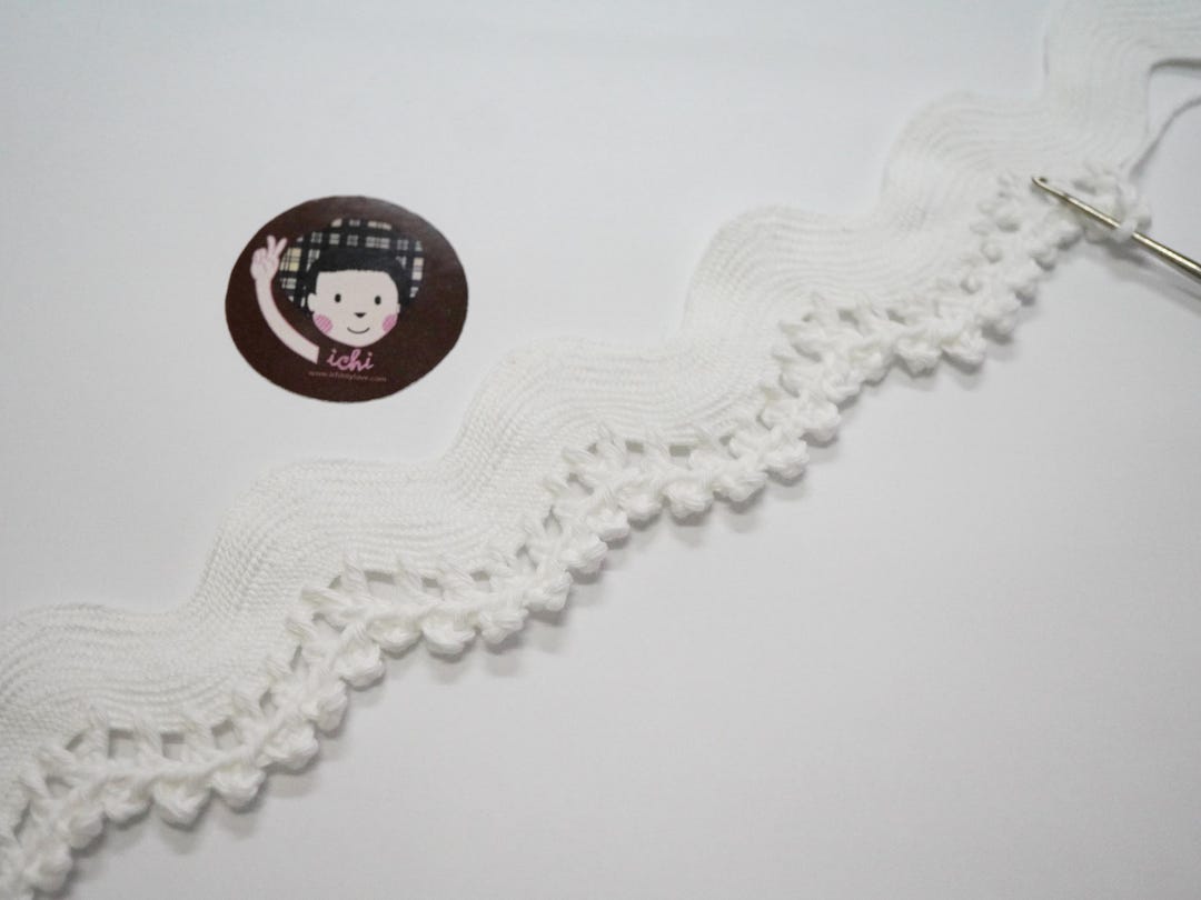 Off White Crocheted Rick Rack Trim, Handmade Crochet Lace, Jumbo Rick ...