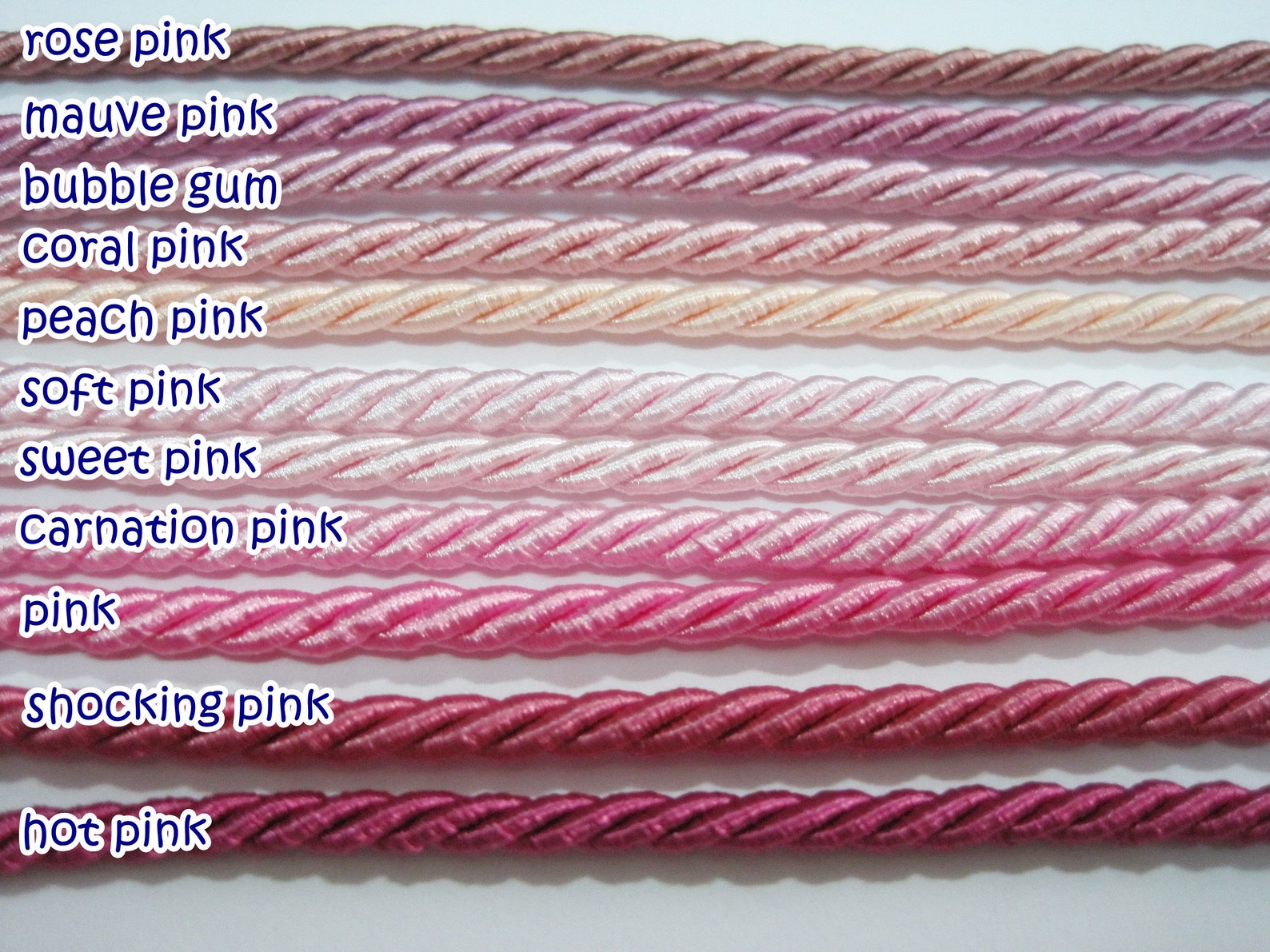 5 Yd 4 Mm Twisted Cord Pink Twisted Cord Braided Cord - Etsy