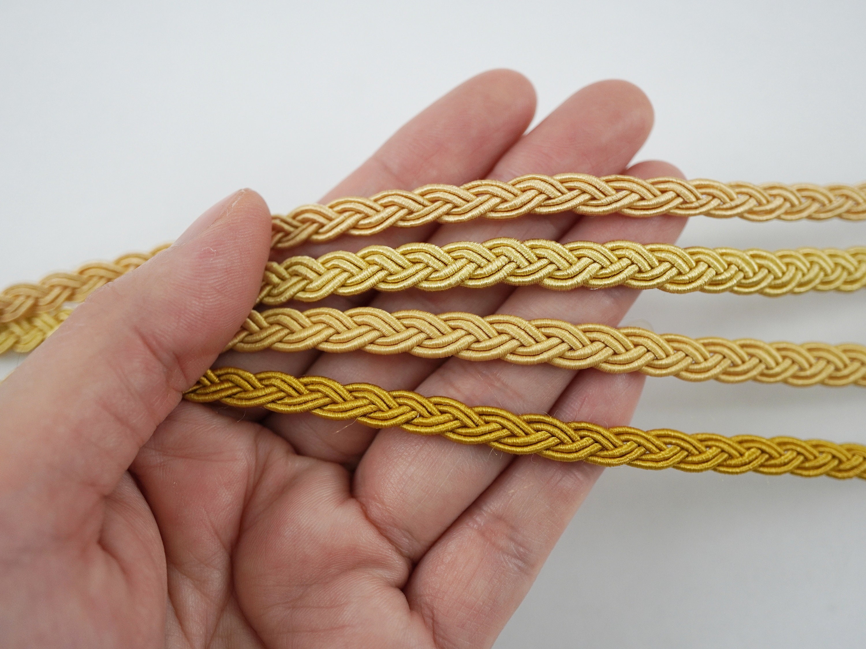 5 Yards 1/4" Gold Braided Cord, Gold Cord, Flat Braided Cord, Flat Cord ...