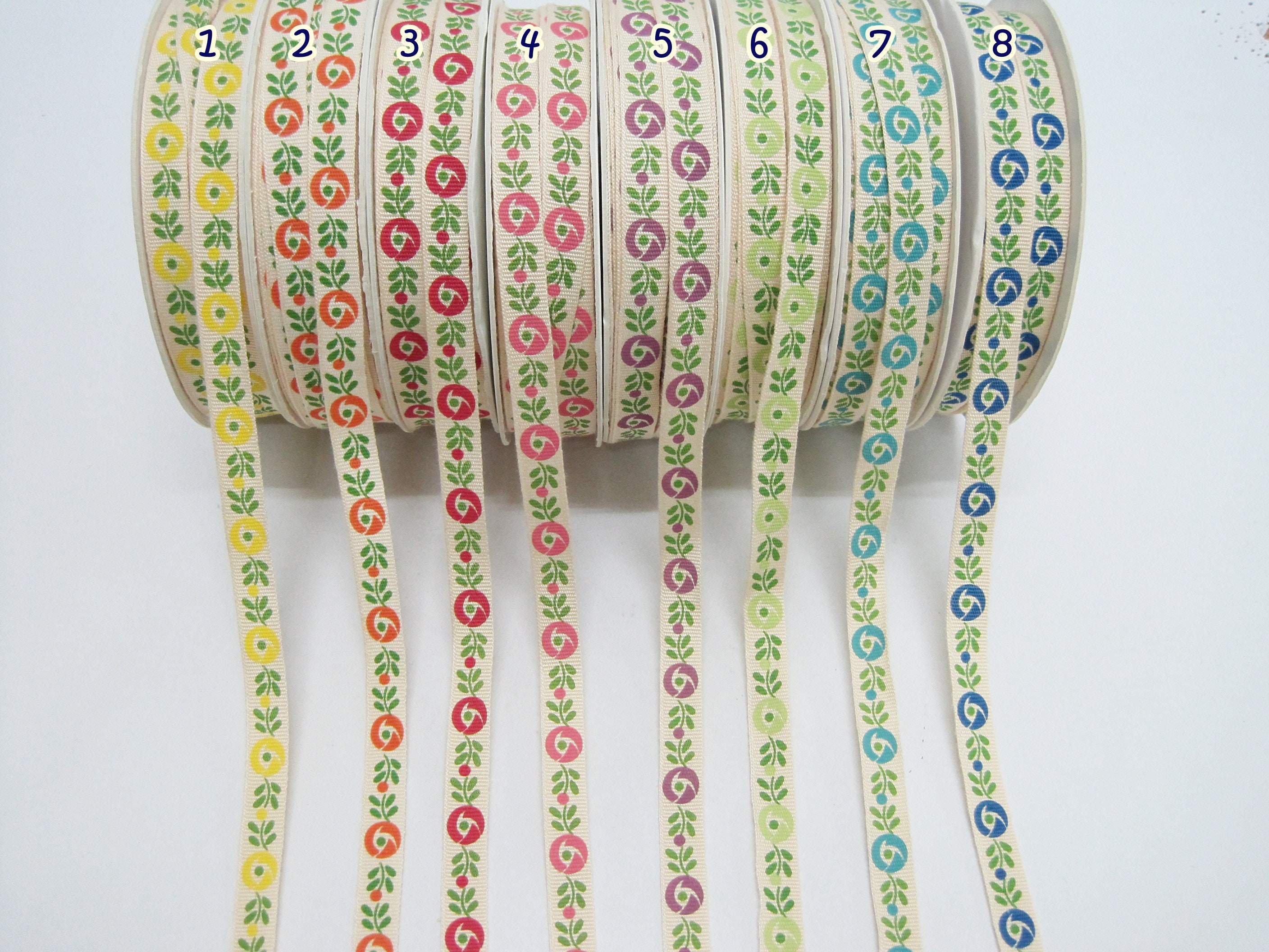 5 Yards 3/8" Flower Ribbon, Printed Ribbon, Flower Printed Ribbon ...