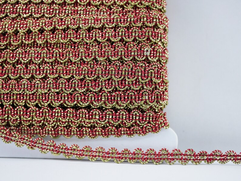 5 Yards Christmas Braid, Red Green With Gold Metallic Braid, Flat ...