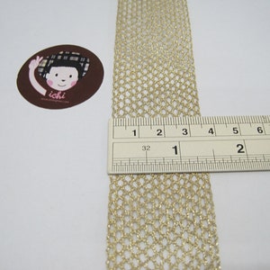 5 Yards 1-3/8" Gold Metallic Net Ribbon, Wide Glitter Ribbon, Glitter ...