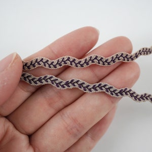 5 Yards Purple Embroidered Rick Rack, Tiny Rick Rack, Vine Stitch Rick ...