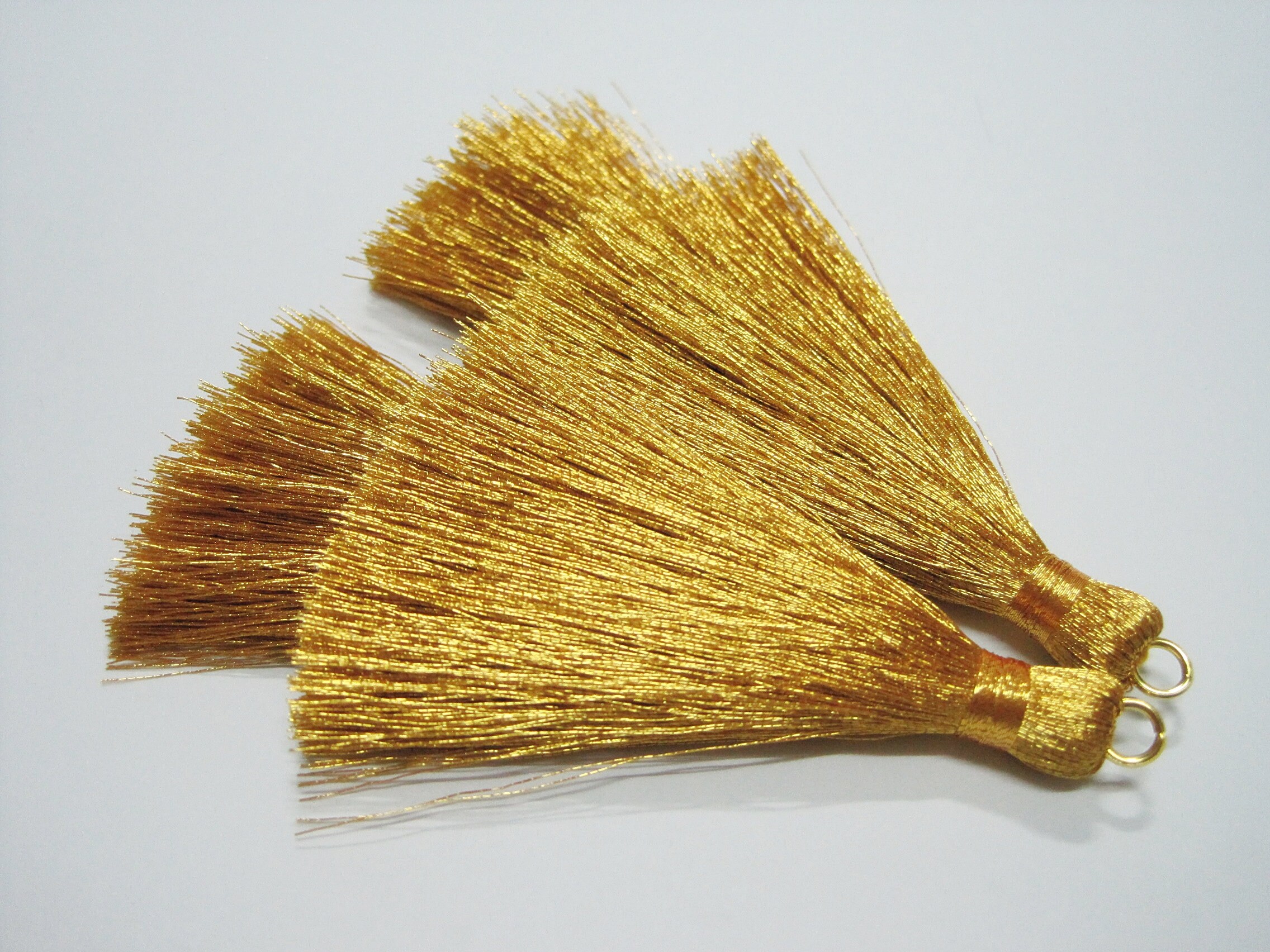 1 pair Gold Double Metallic Tassel metallic tassel double | Etsy