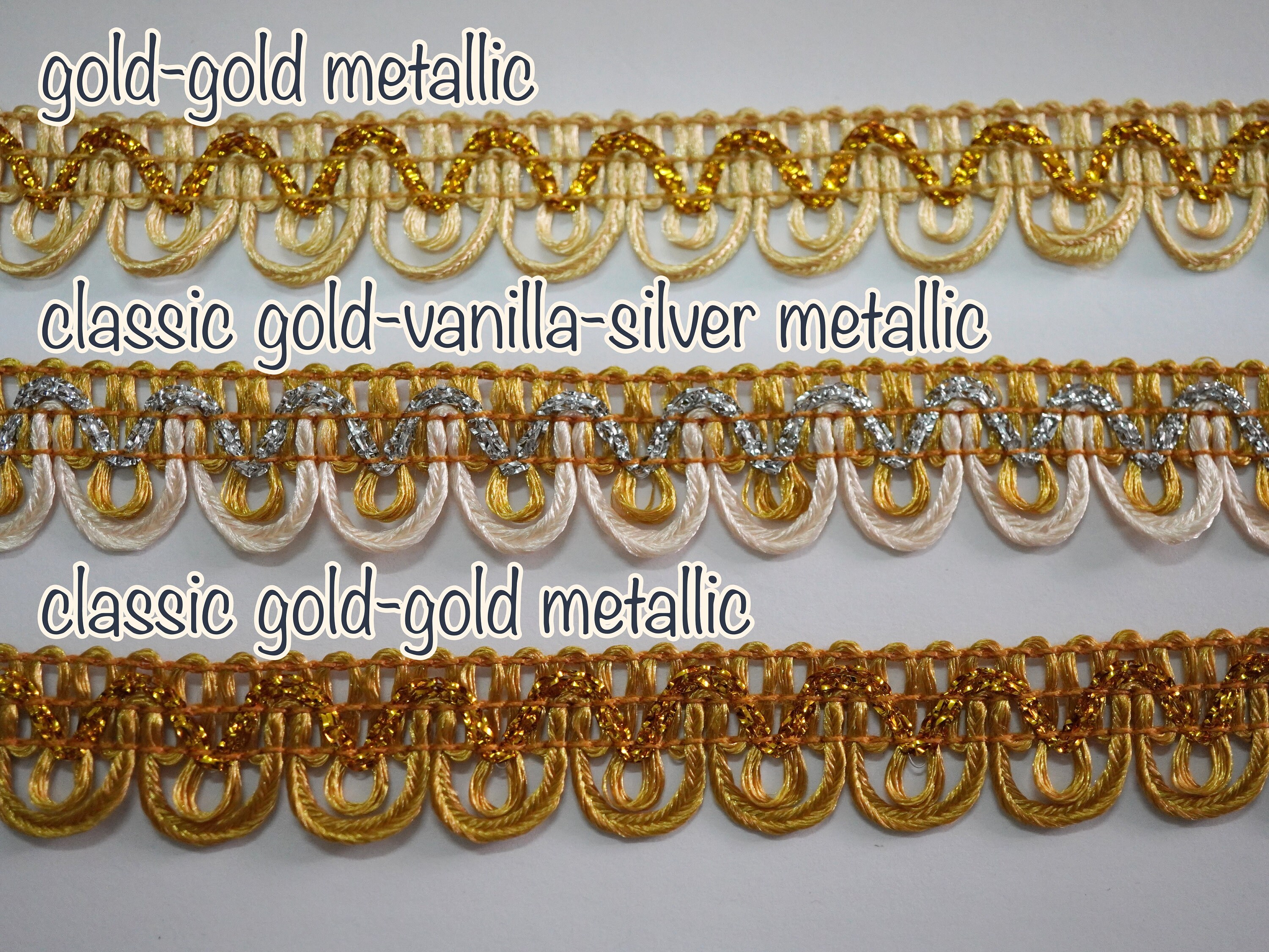 5 Yards 5/8" Gold Loop Trim With Silver/gold Metallic - Etsy