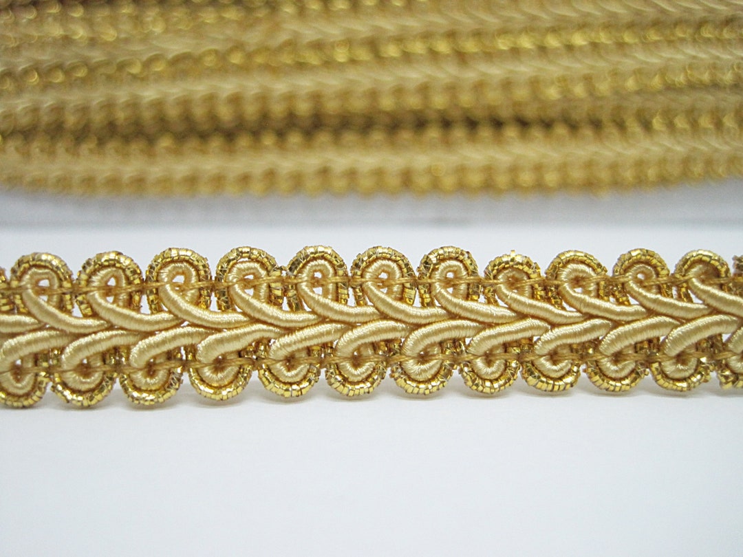 5 Yards 1/2" Gold Gimp Braided Gold Metallic Edge Trim, Gimp Braid ...