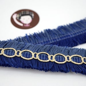 5 Yards Navy Blue Double Sided Fringe, Tassel Fringe, 2 Sides Fringe, 2 ...