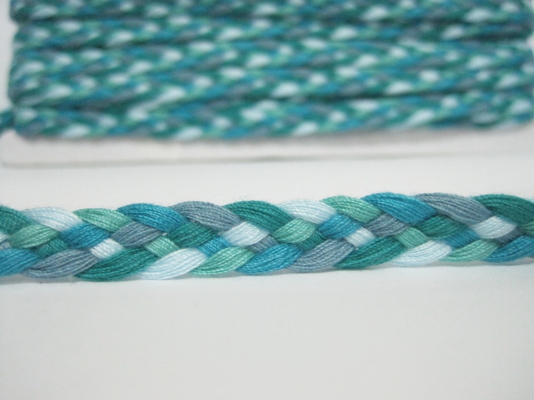 5 Yards 3/8" Blue-teal Multicolored Flat Braided Cord - Etsy