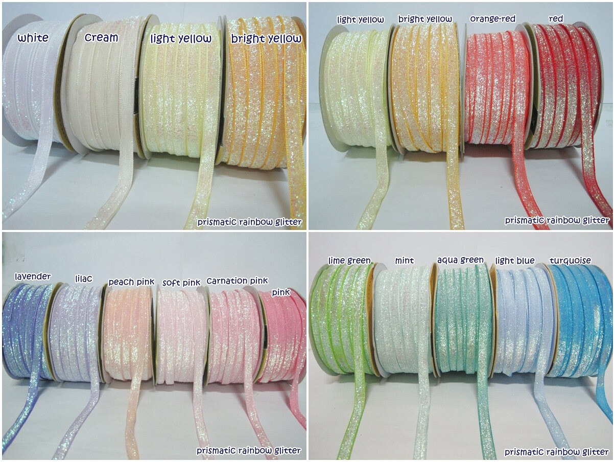 5 Yards Orange Metallic Glitter Ribbon (3/8"), Glitter Yarn, Metallic ...