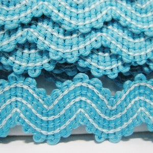 5 Yards Turquoise Elastic Rick Rack Trim, Elastic Trim, Ric Rac Trim ...