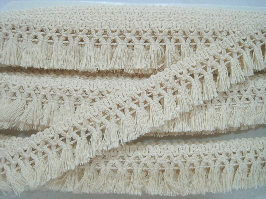5 Yards 100% Cotton Tassel Trim, Natural Trim, Ivory Trim, Wholesale ...