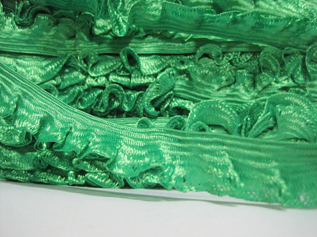 5 Yards Green Ruffle Trim 1.4 Cm-wide, Ruffle Trim, Green Trim, Ruffle ...