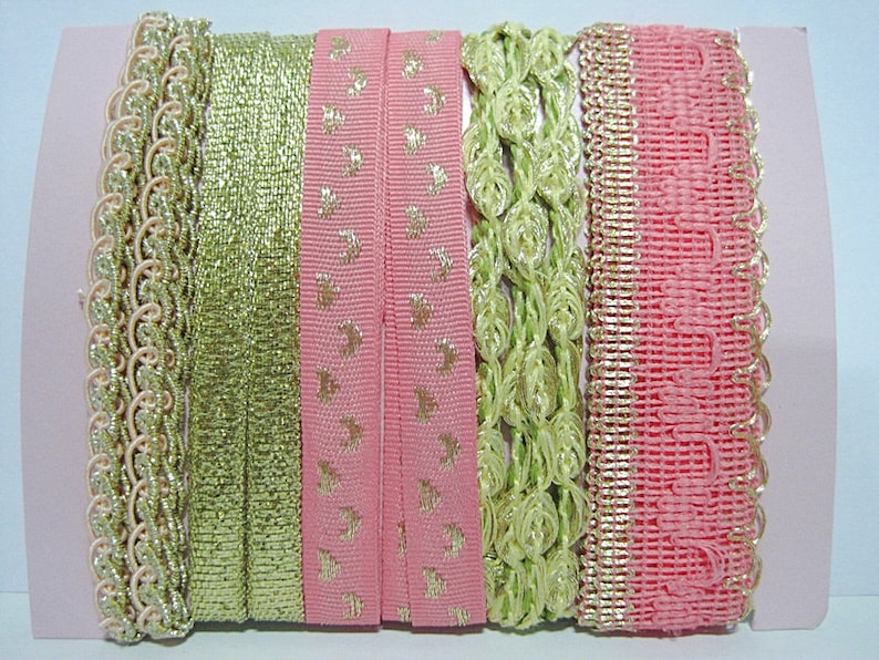 Pink Trim Set 1 Trim Set Pink Trim Gold Trim Gold Ribbon - Etsy